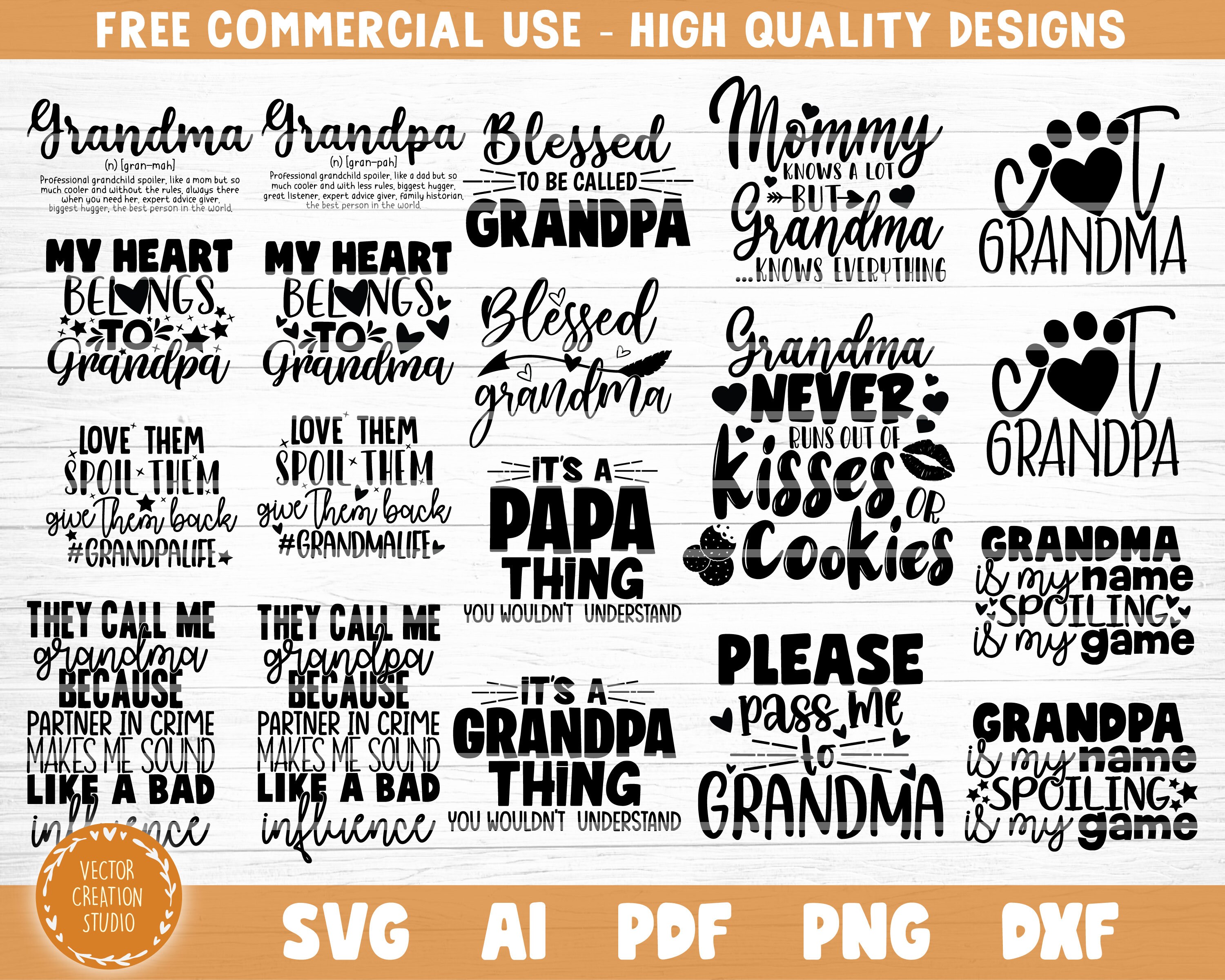 Grandparents Big Bundle SVG Cut Files, Grandparents Vector Printable ...