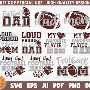 Football SVG Bundle, Vector Printable Clipart Cut Files, Love Football ...