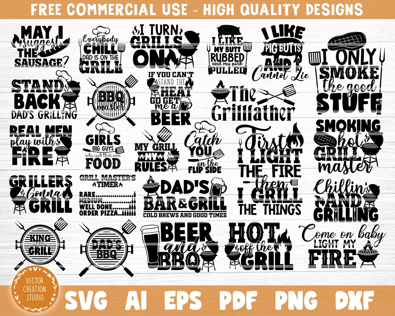 Barbecue Grill Bundle SVG Cut Files Vector Printable Clipart - Etsy