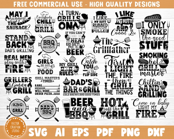 Barbecue Grill Bundle SVG Cut Files Vector Printable Clipart - Etsy Canada