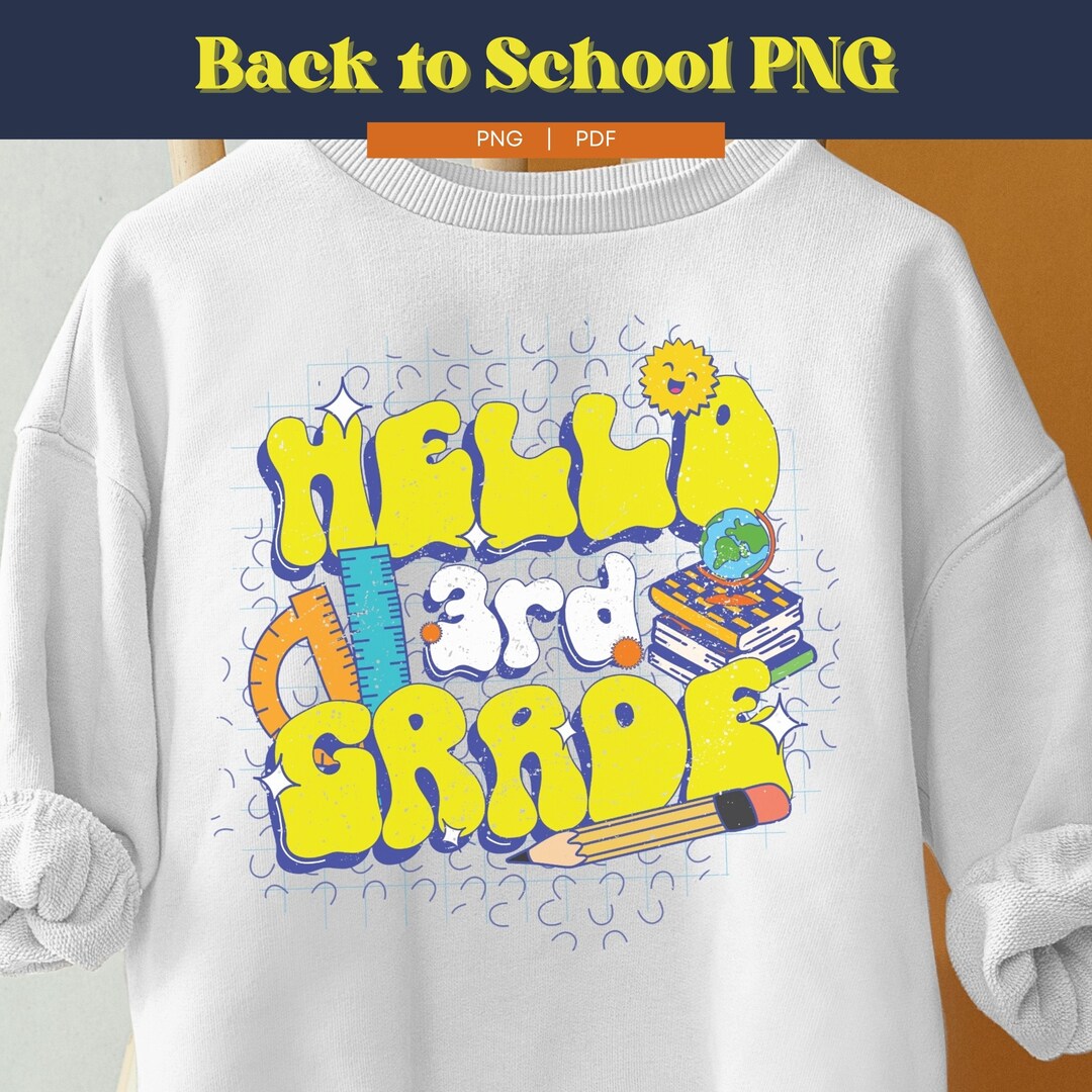 Hello 3rd Grade Png, Back to School Png, Back to School Png Bundle ...
