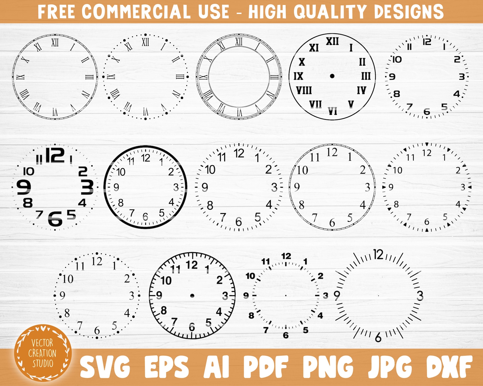 14 Clock Face Big Bundle Svg File Clock Face Template Vector - Etsy
