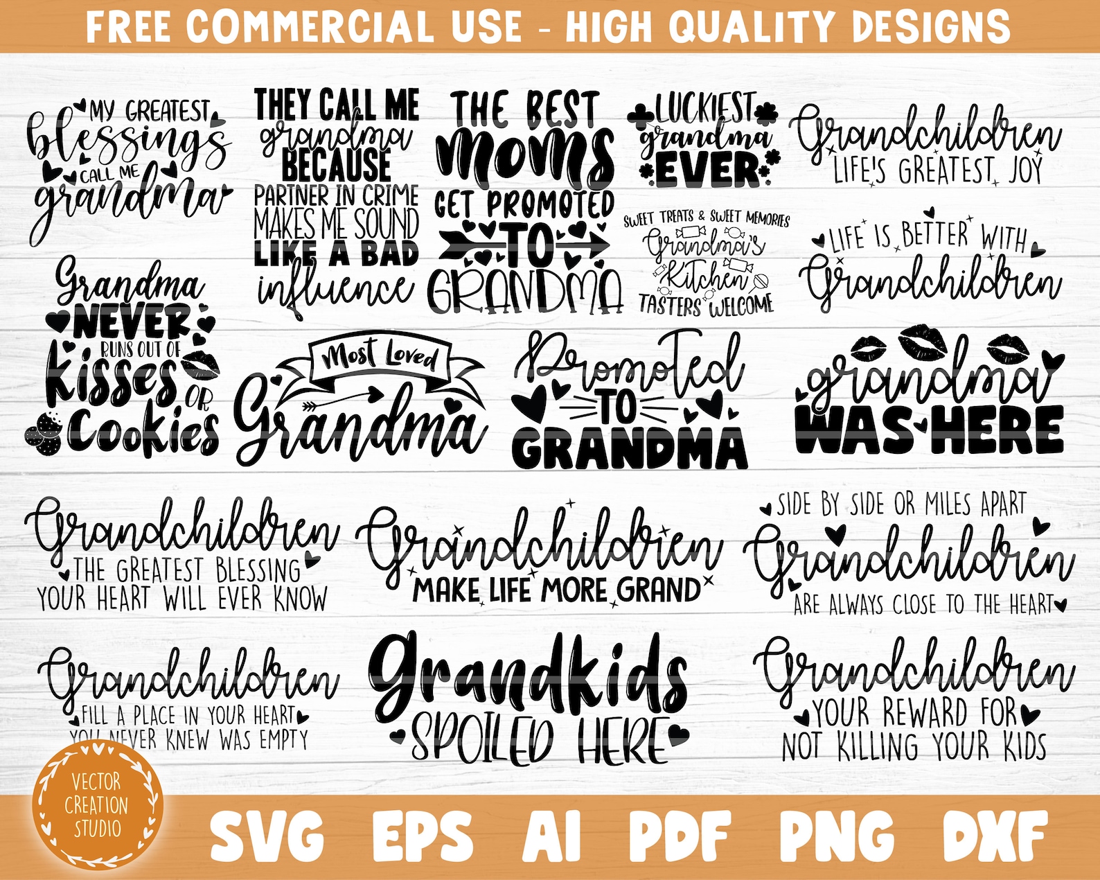 Grandma Bundle SVG Cut Files, Grandma Vector Printable Clipart ...