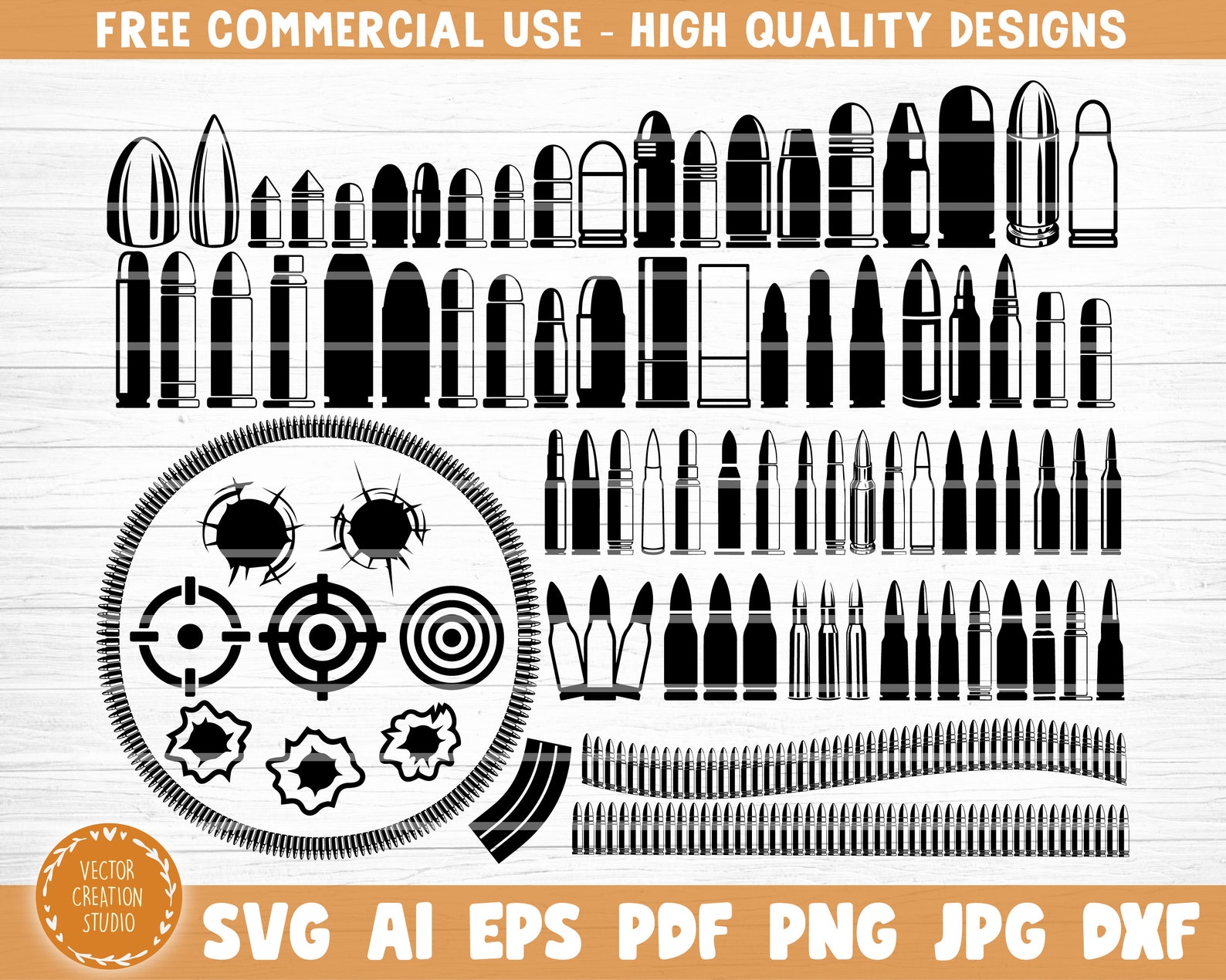 81 Bullet Big Bundle Svg Cut Files Bullet Vector Bullet - Etsy