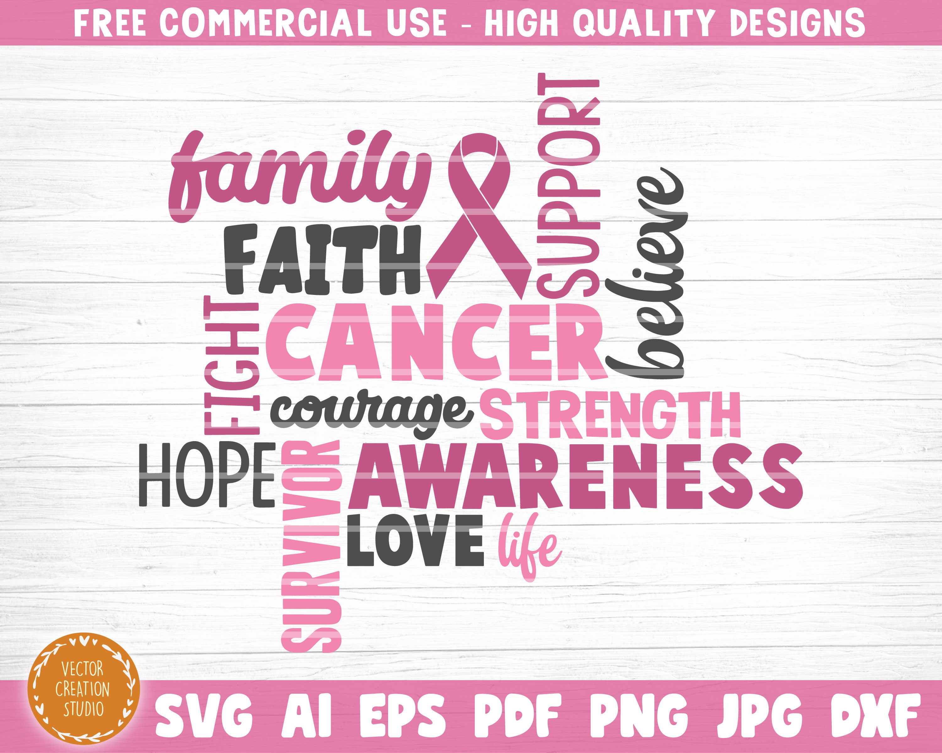 Cancer Motivational Words Svg Cut File Vector Printable | Etsy