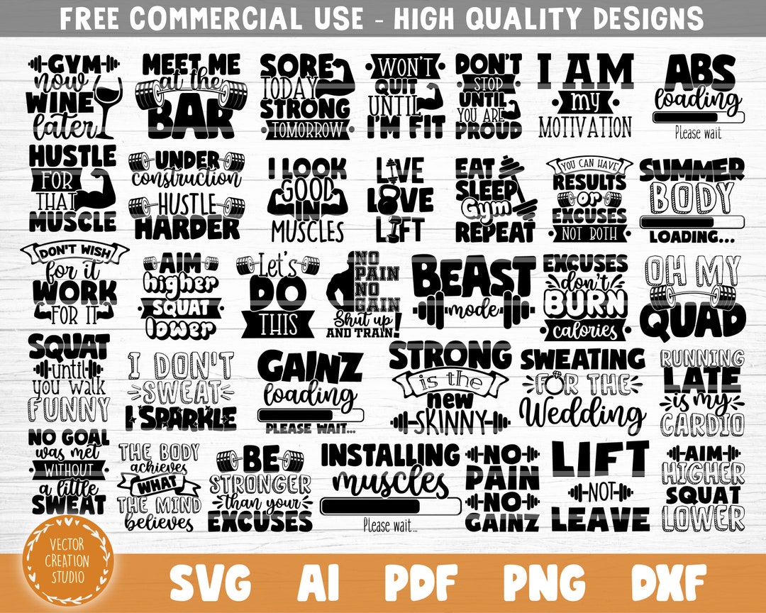 Gym Motivation SVG Bundle Cut Files, Gym Sayings Quotes Svg, Fitness ...