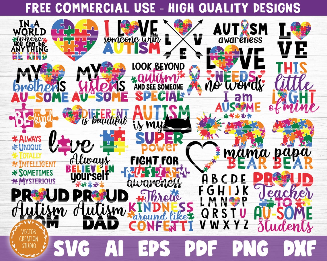 Autism Bundle SVG Cut Files Autism Vector Printable Clipart - Etsy
