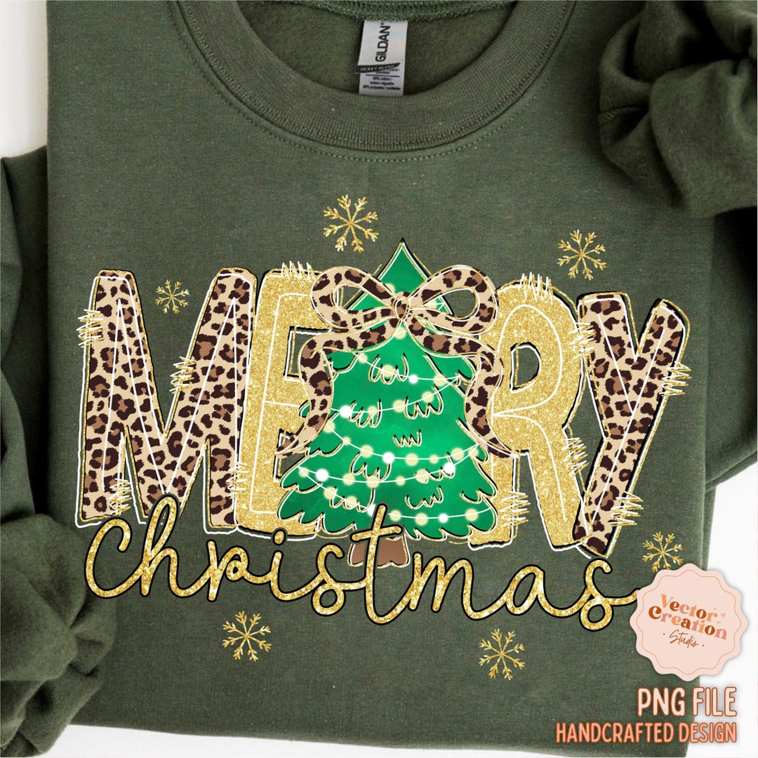 Merry Christmas Png, Leopard Christmas Png, Preppy Christmas Png ...