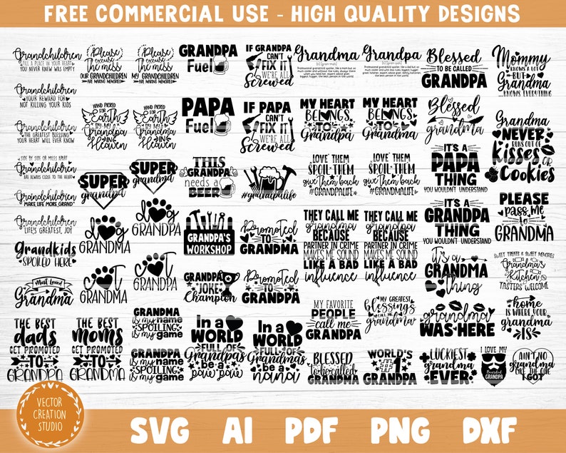 Grandparents Big Bundle SVG Cut Files, Grandparents Vector Printable ...