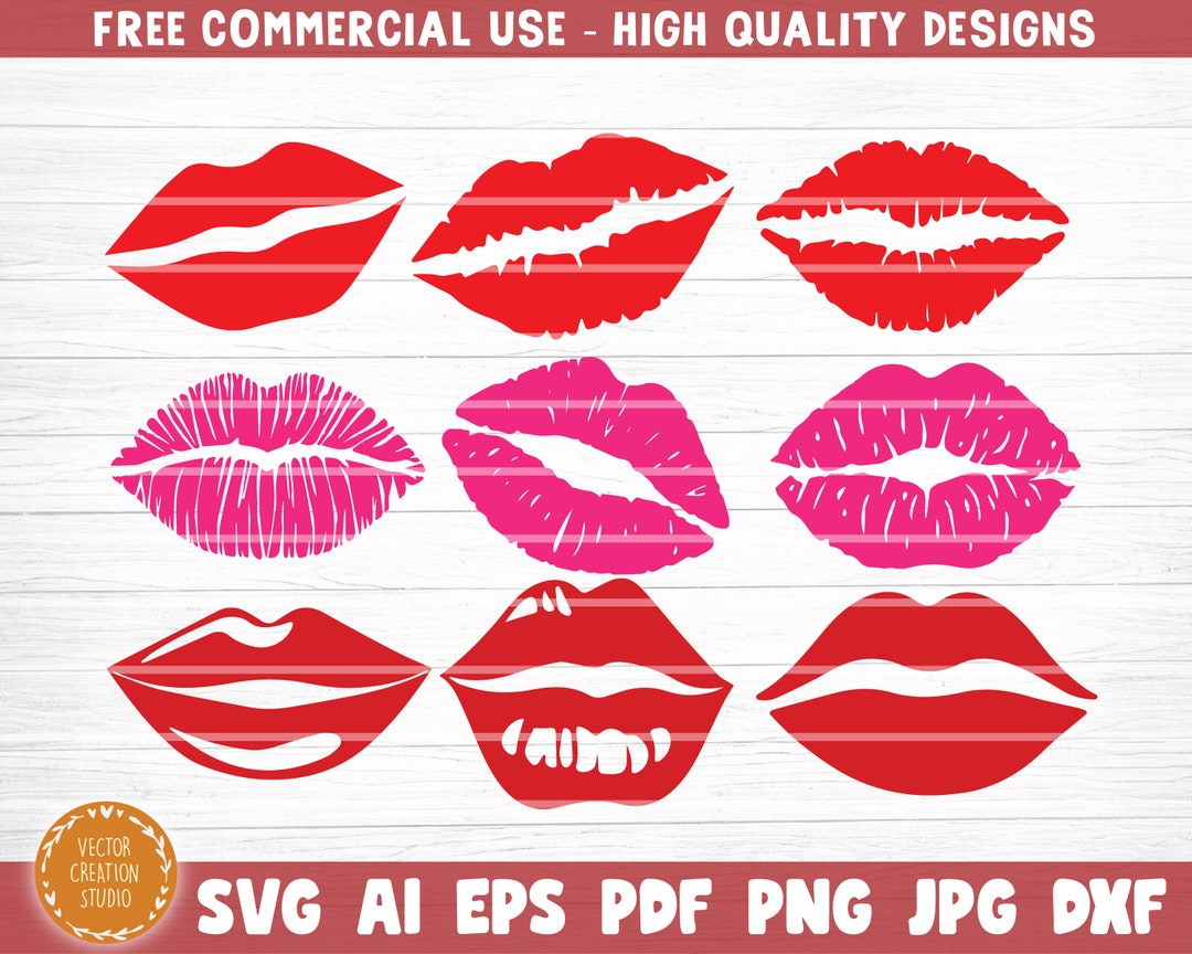 Lips Bundle Svg, Lips Silhouette Svg, Lips Svg, Lips Clipart, Kiss ...