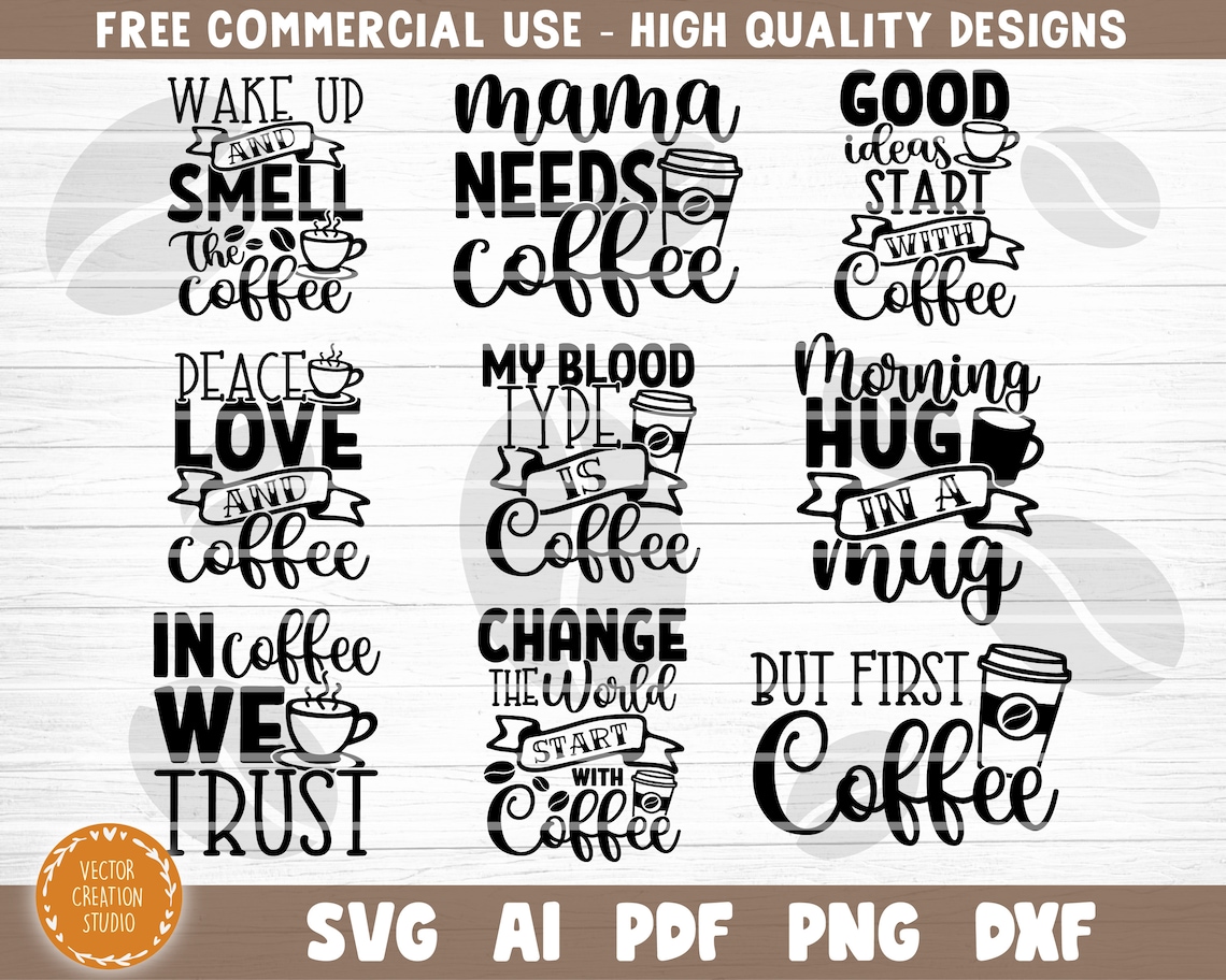 Coffee SVG Bundle Cut Files, Love Coffee Svg, Coffee Mug Svg, Sarcastic ...