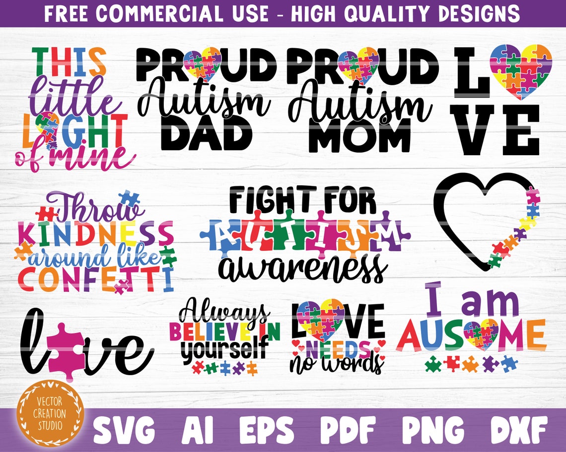 Autism Bundle SVG Cut Files Autism Vector Printable Clipart - Etsy