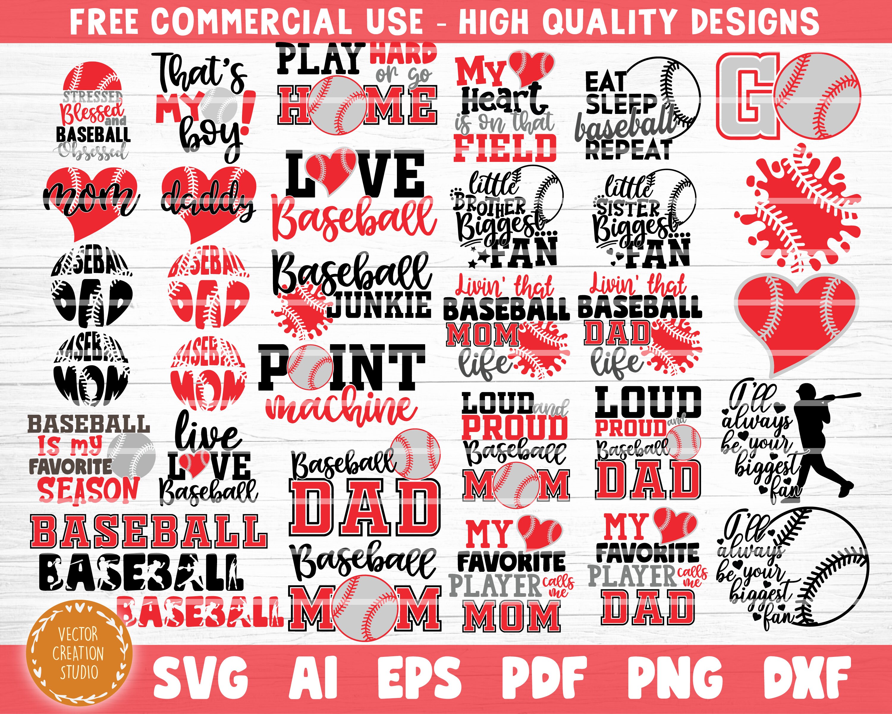 Baseball SVG Bundle Cut Files, Vector Printable Clipart, Love Baseball ...