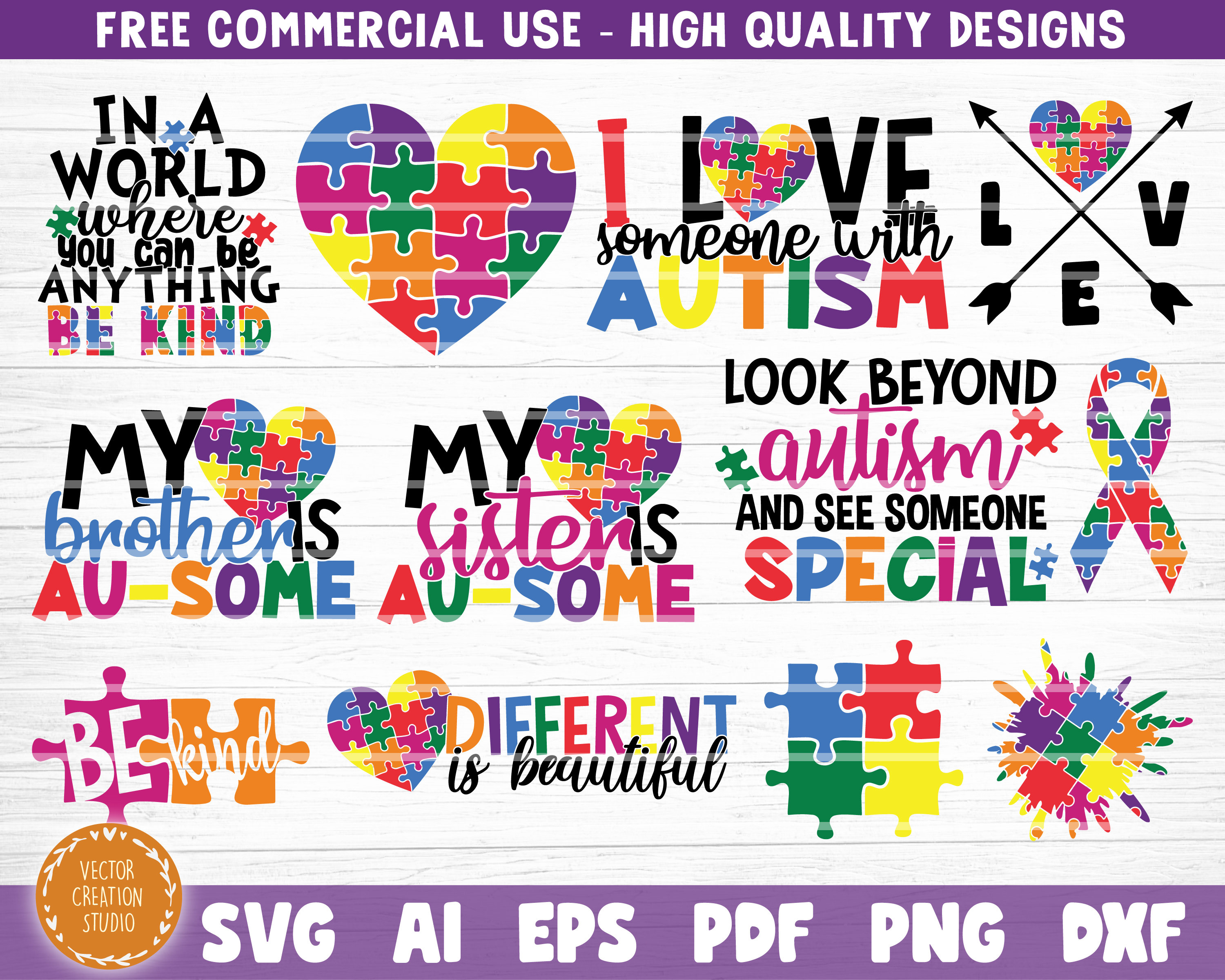Autism Bundle SVG Cut Files, Autism Vector Printable Clipart, Funny ...