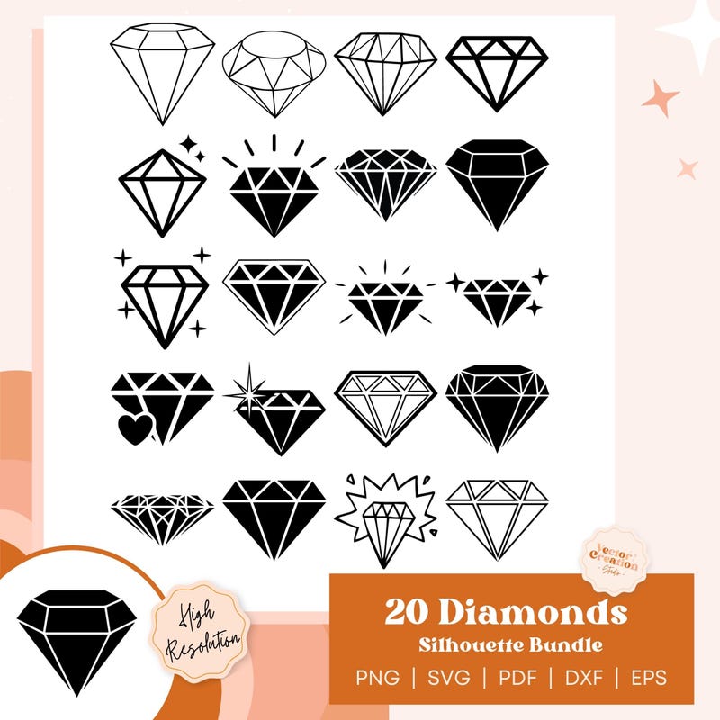 Diamond Clipart - Etsy