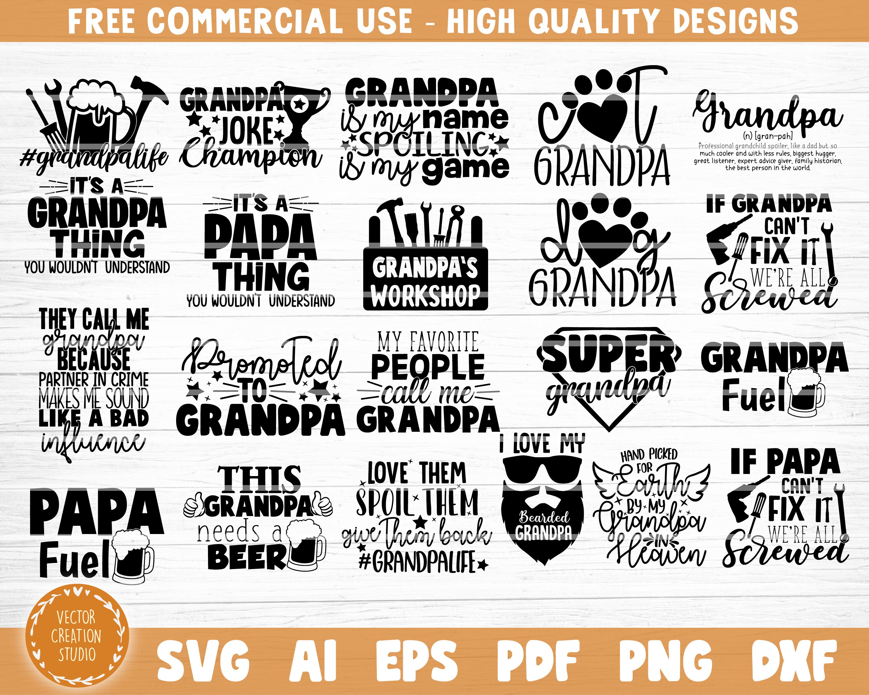 Grandpa Bundle SVG Cut Files, Grandpa Vector Printable Clipart ...