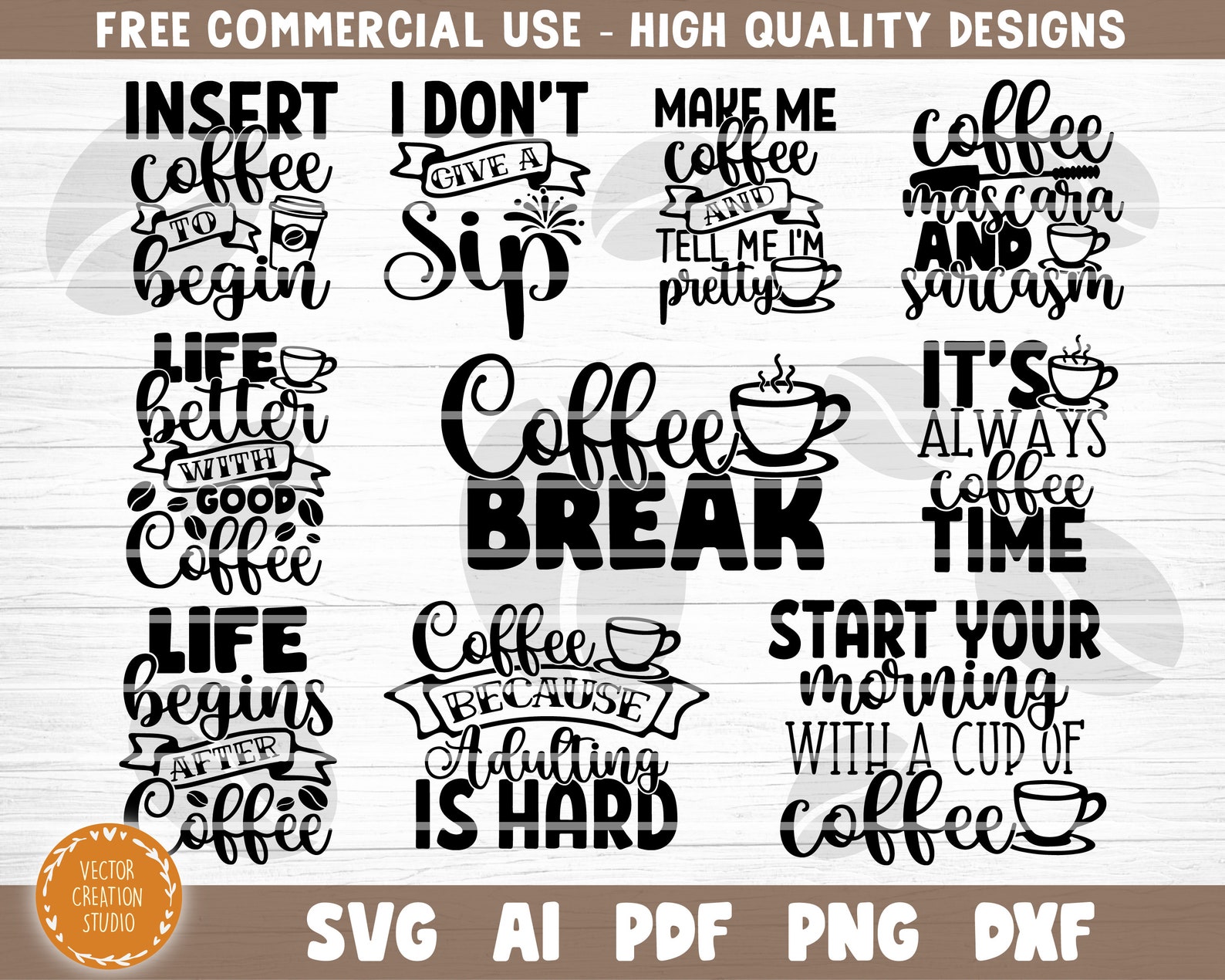 Coffee SVG Bundle Cut Files, Love Coffee Svg, Coffee Mug Svg, Sarcastic ...