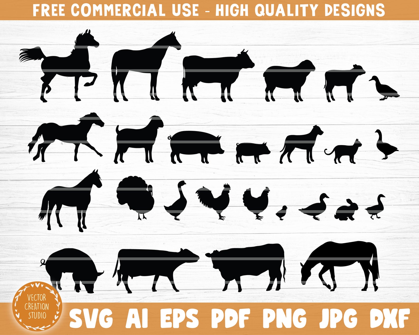 Farm Animals Bundle Svg, Animal Bundle Svg, Farm Animals Silhouette ...