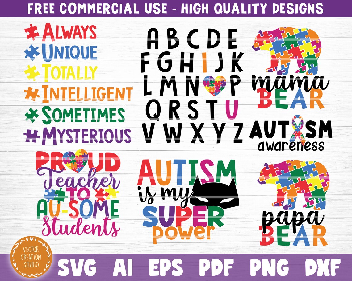 Autism Bundle SVG Cut Files, Autism Vector Printable Clipart, Funny ...