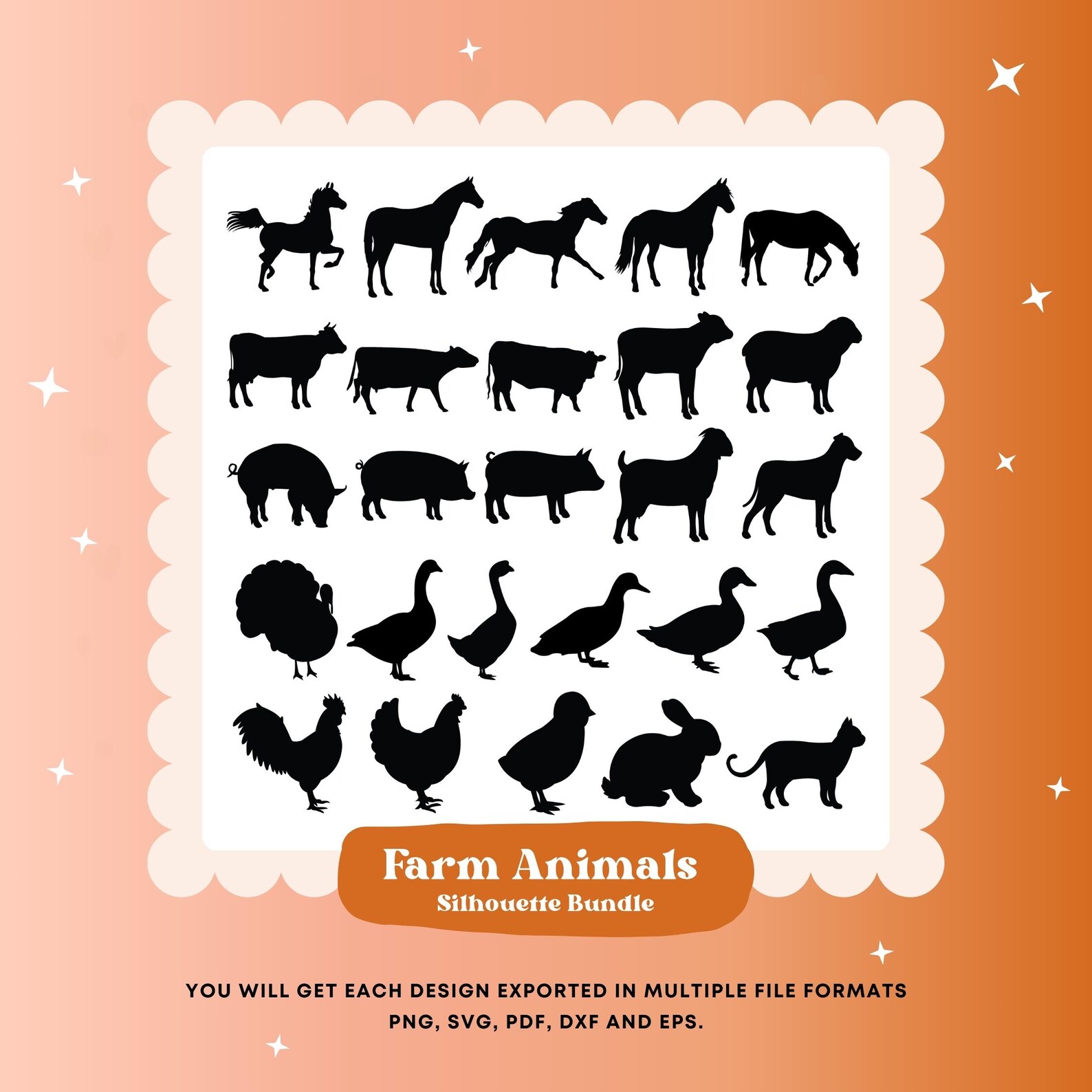 Farm Animals Bundle Svg, Animal Bundle Svg, Farm Animals Silhouette ...