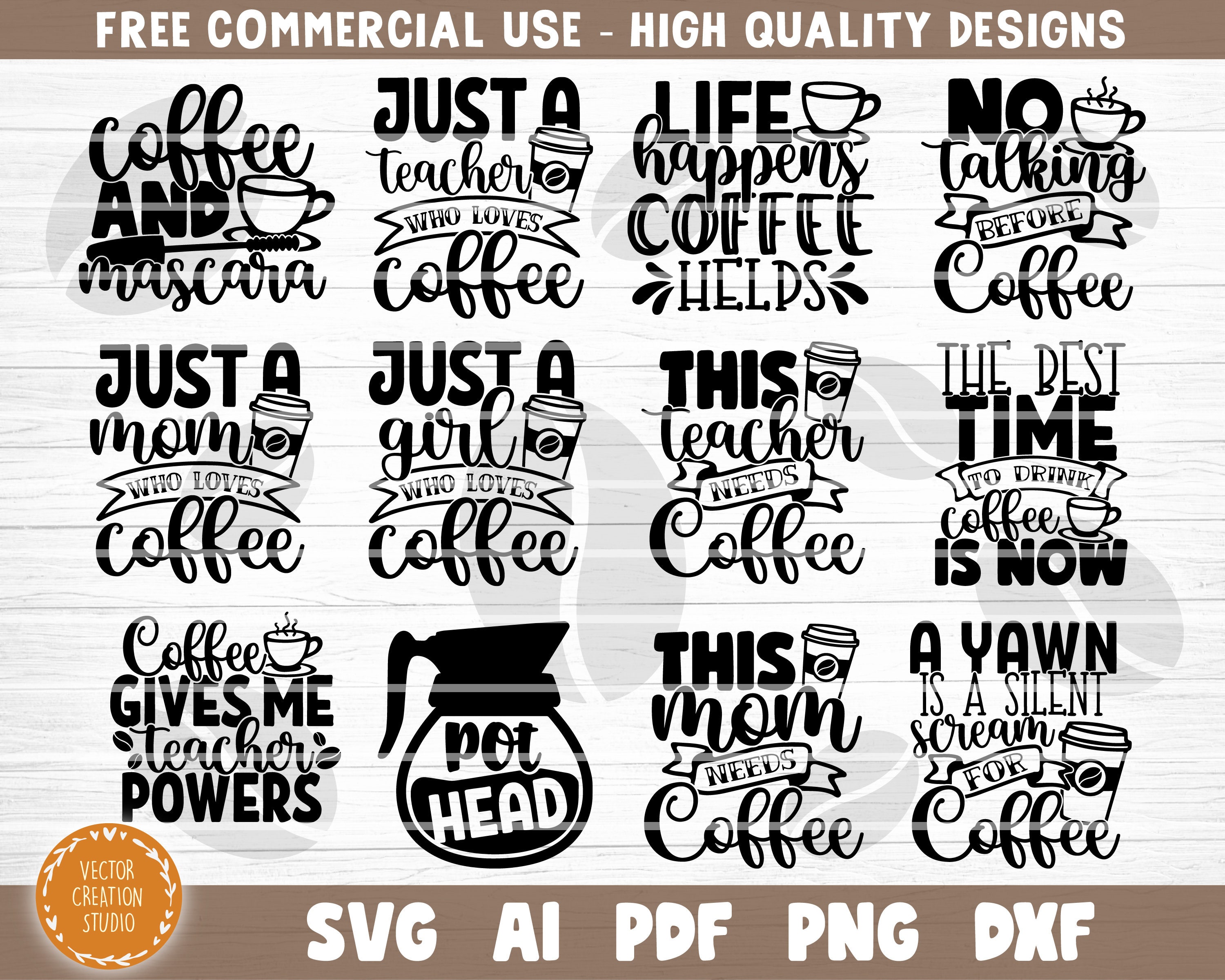 Coffee SVG Bundle Cut Files, Love Coffee Svg, Coffee Mug Svg, Sarcastic ...