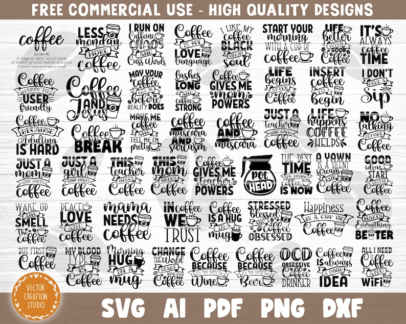 Coffee SVG Bundle Cut Files, Love Coffee Svg, Coffee Mug Svg, Sarcastic ...