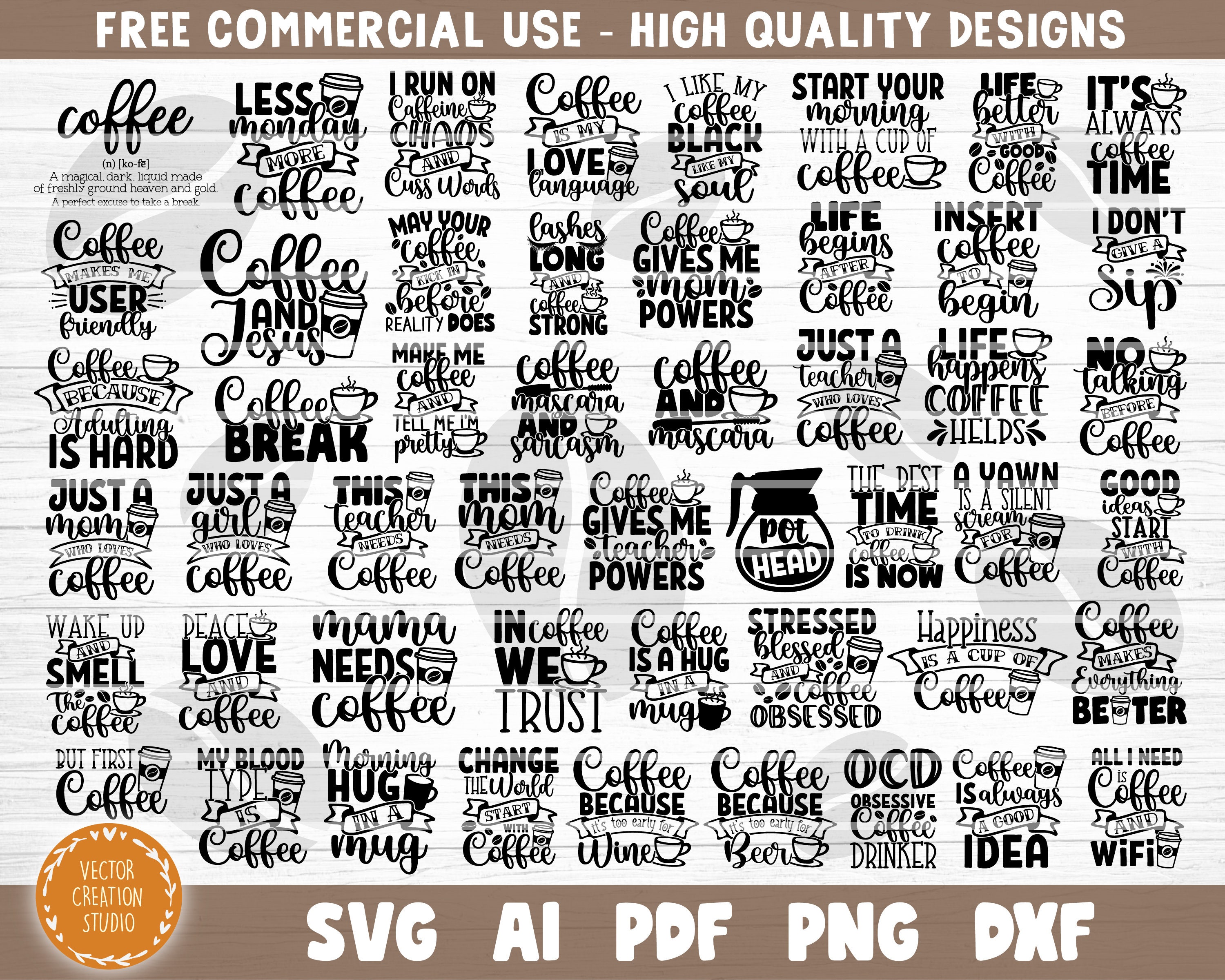 Coffee SVG Bundle Cut Files, Love Coffee Svg, Coffee Mug Svg, Sarcastic ...