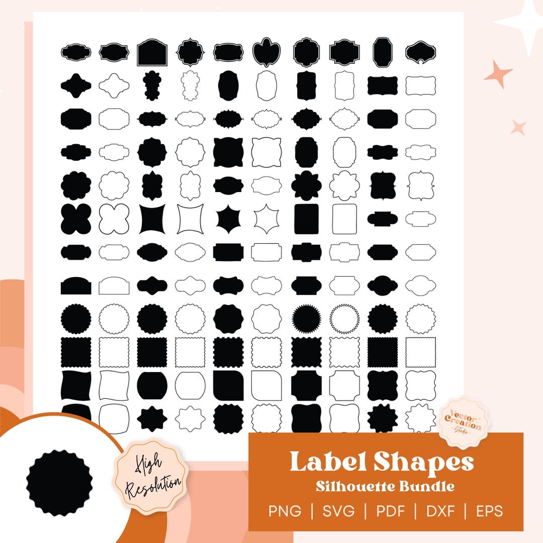 120 Label Shapes BIG BUNDLE Svg, Label Shapes Silhouette, Label Shapes ...