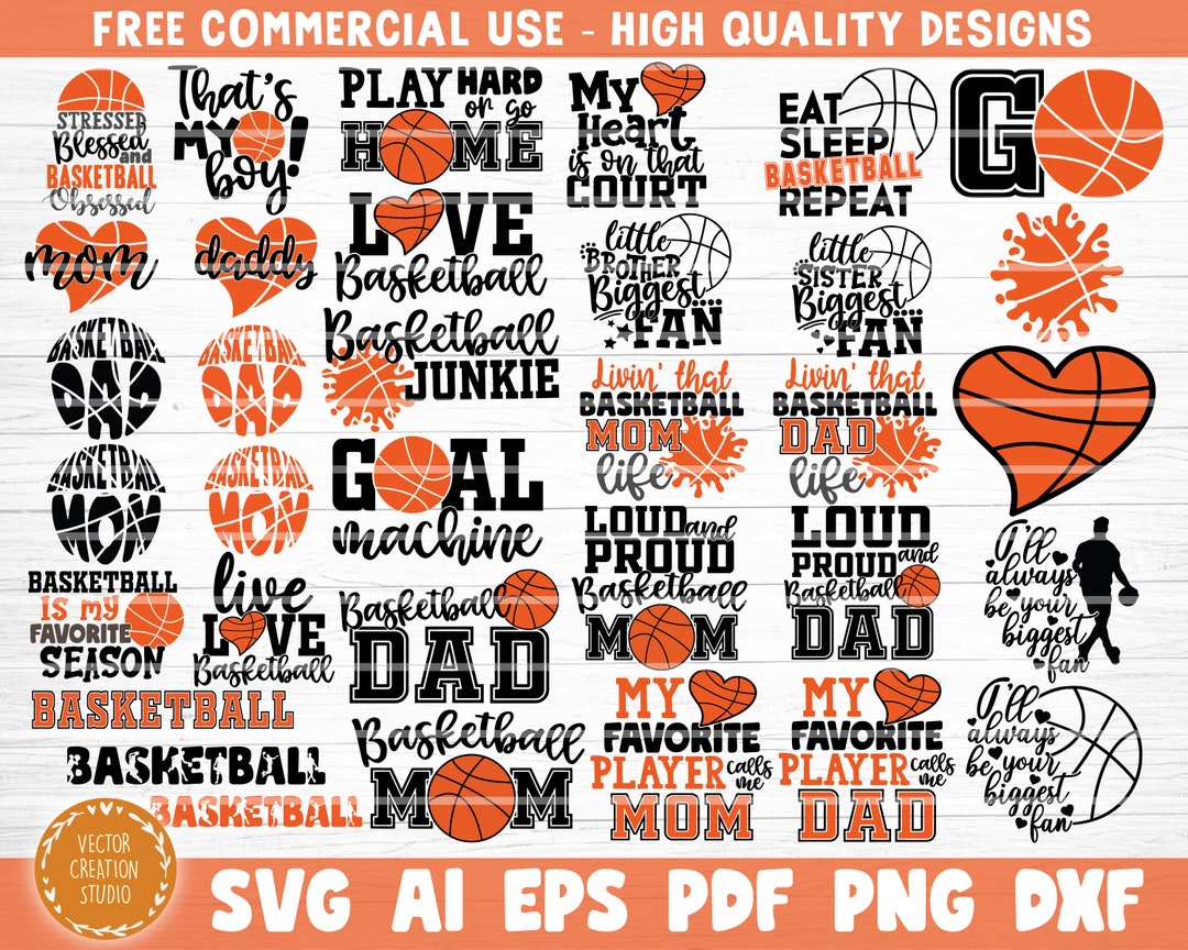 Basketball SVG Bundle, Vector Printable Clipart Cut Files, Love ...