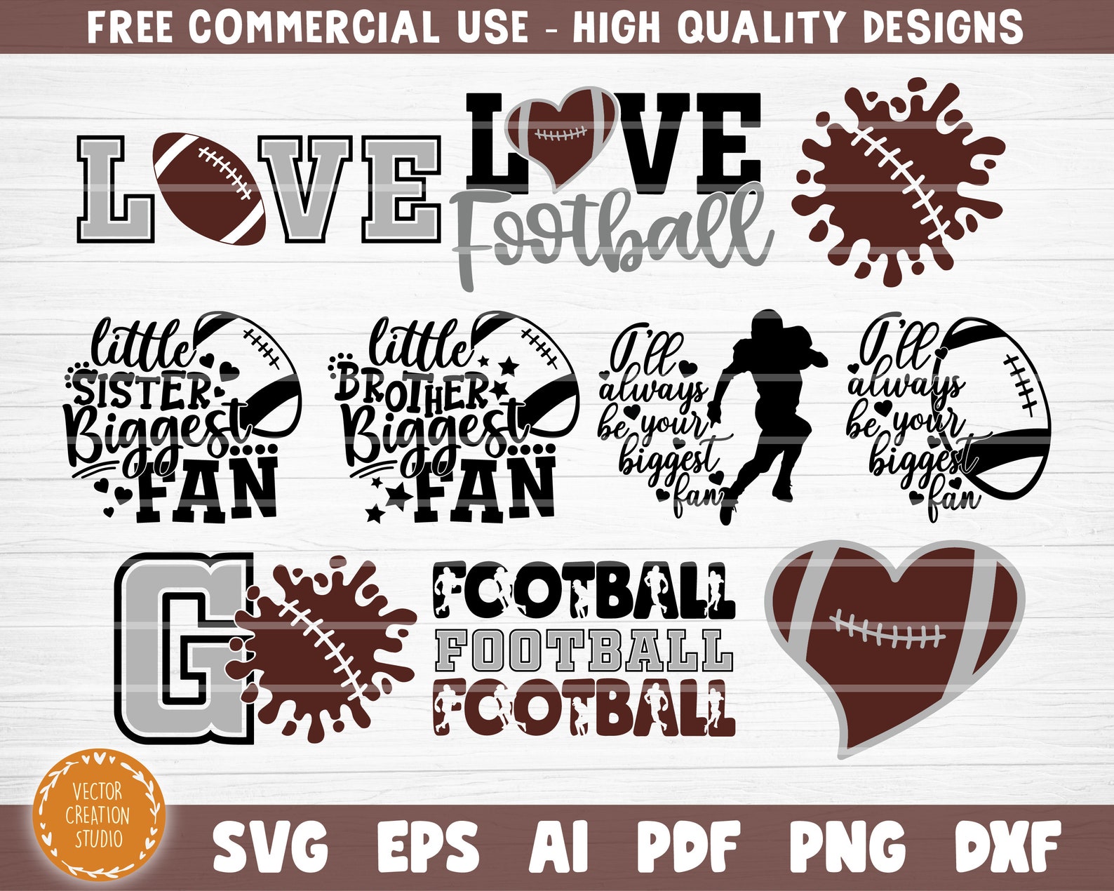 Football SVG Bundle Vector Printable Clipart Cut Files Love - Etsy