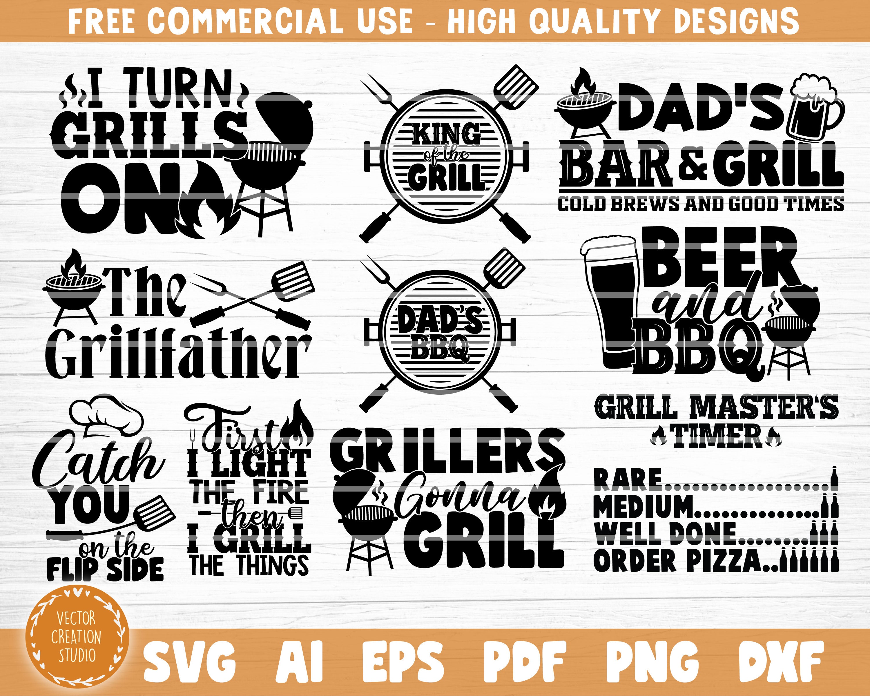 Barbecue Grill Bundle SVG Cut Files, Vector Printable Clipart, Funny ...