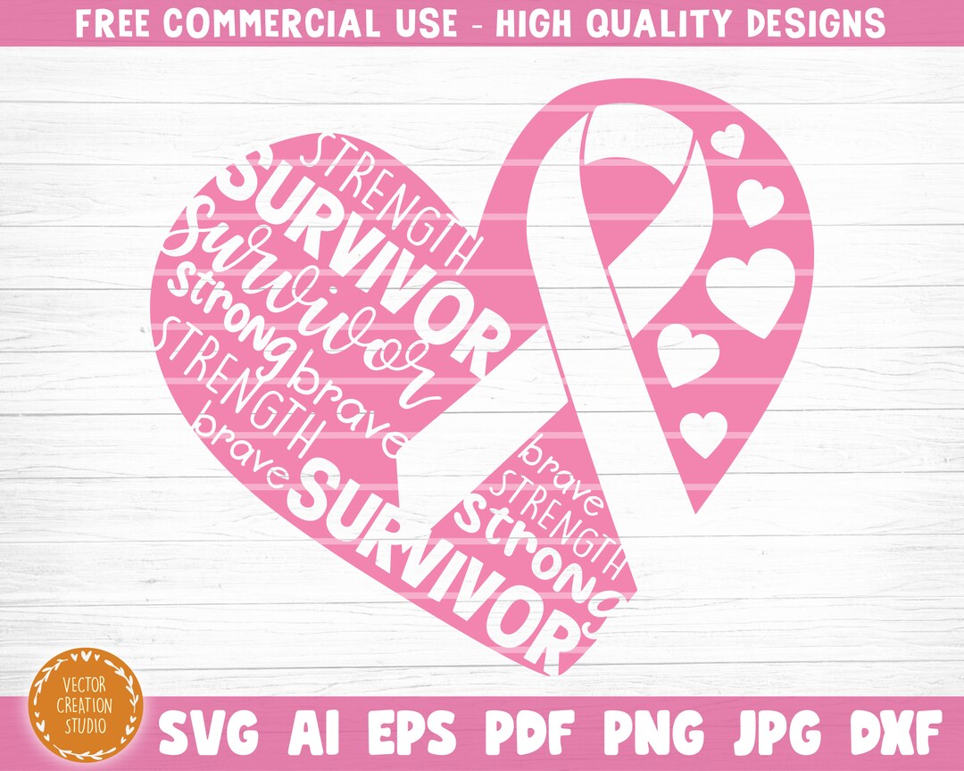 Cancer Survivor Heart Svg Cut File, Vector Printable Clipart, Cancer ...