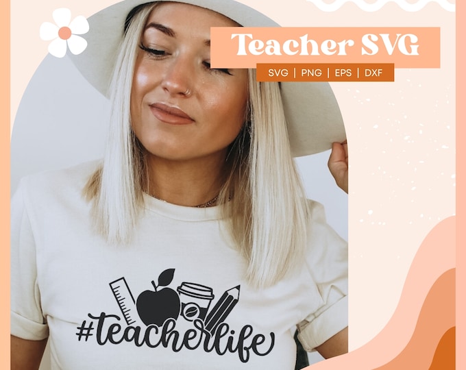 Hashtag Teacher Life Svg for Cricut and Silhouette Cameo, Instant ...