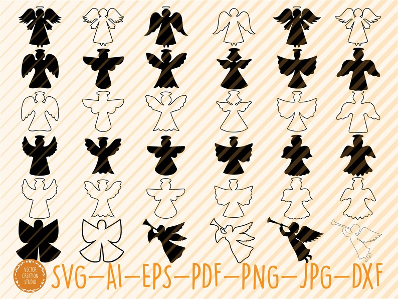Angels Bundle Svg Christmas Angels Silhouette Svg Christmas | Etsy