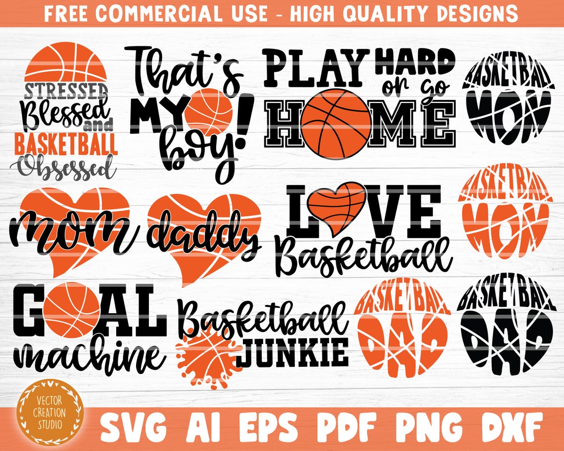 Basketball SVG Bundle, Vector Printable Clipart Cut Files, Love ...