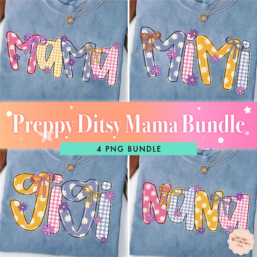 Preppy Floral Mama Mimi Gigi Png Bundle, Coquette Bow Png, Mothers Day ...
