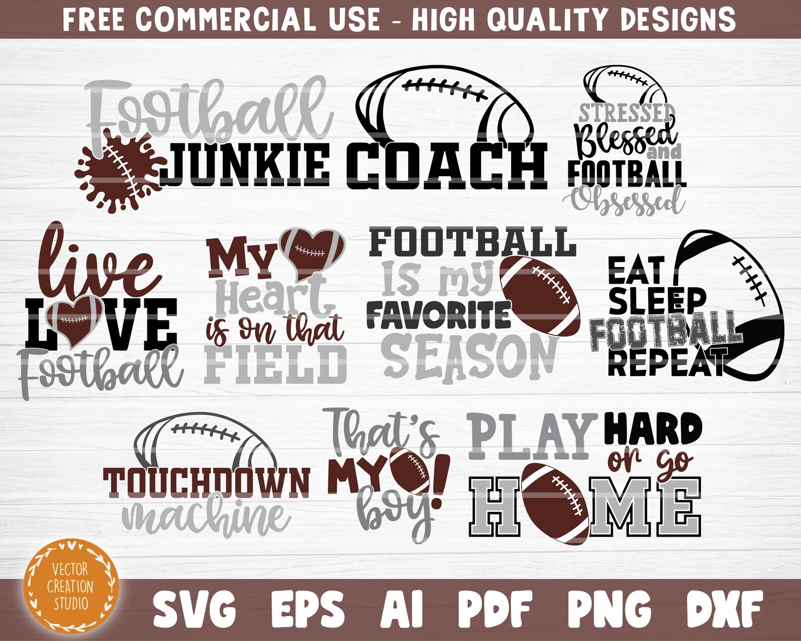Football SVG Bundle Vector Printable Clipart Cut Files Love - Etsy