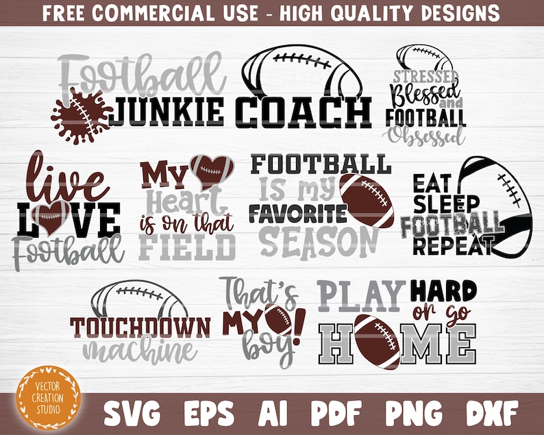 Football SVG Bundle Vector Printable Clipart Cut Files Love - Etsy