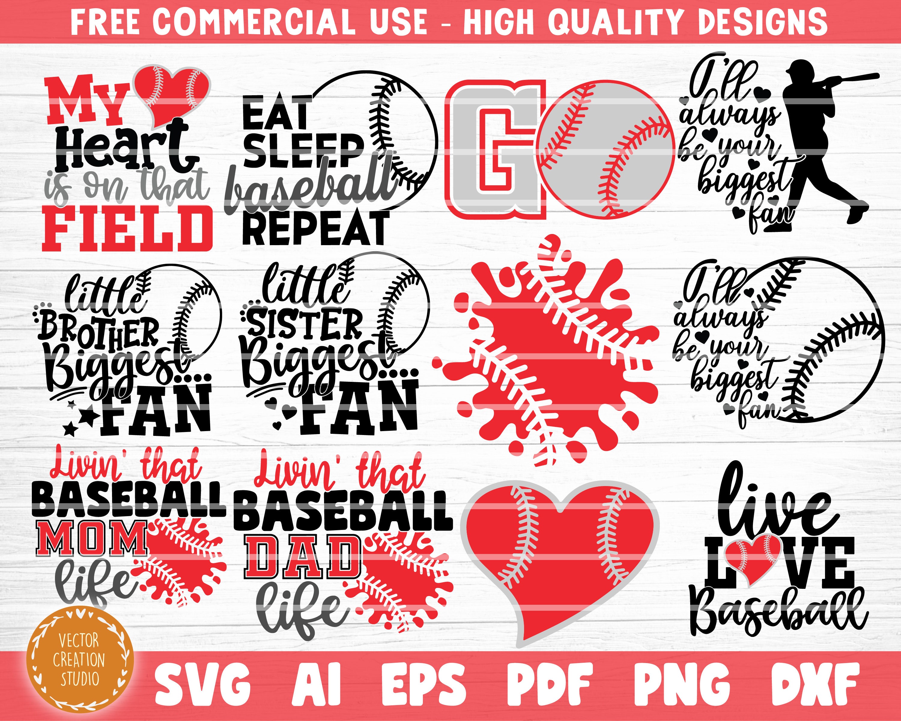 Baseball SVG Bundle Cut Files, Vector Printable Clipart, Love Baseball ...