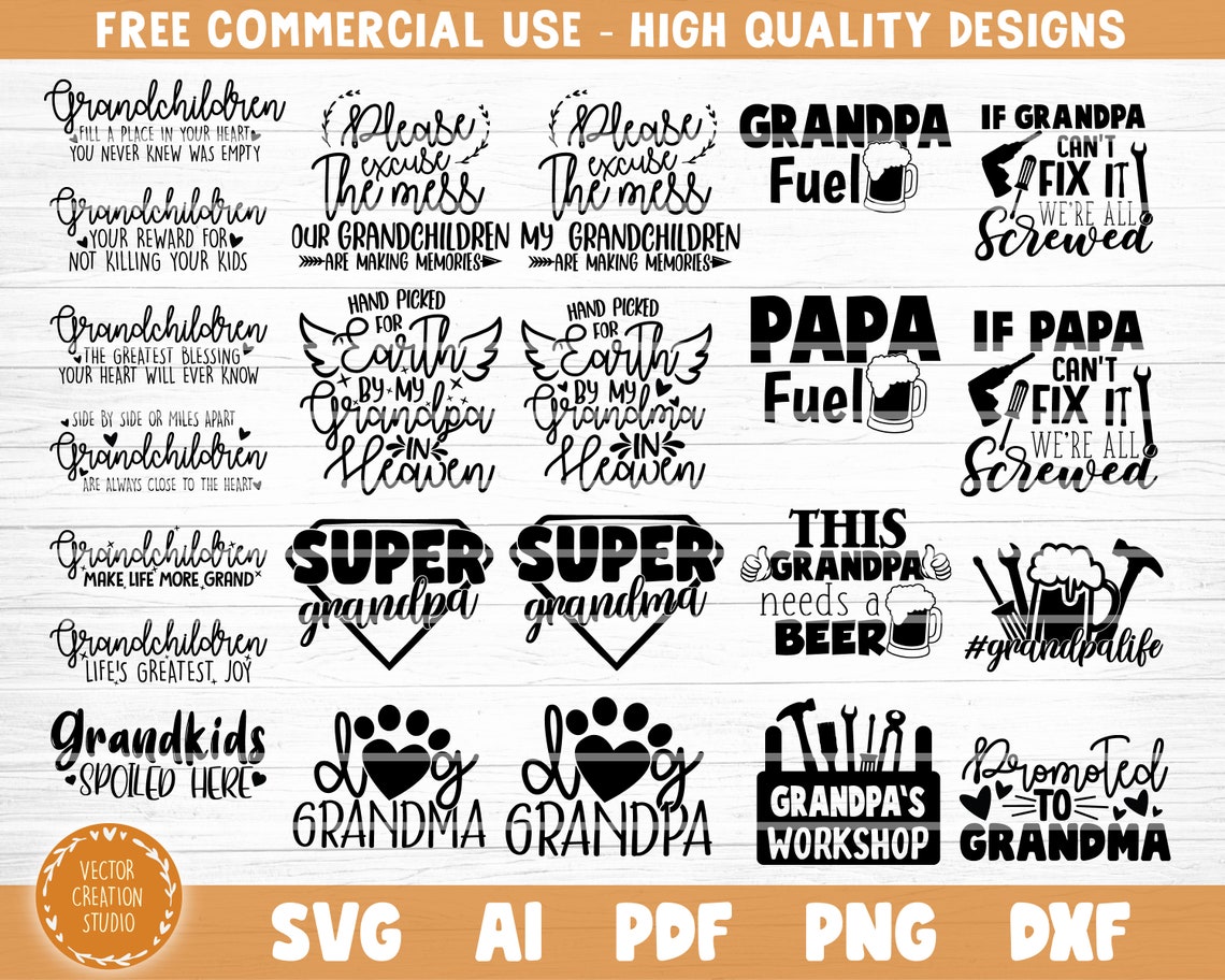 Grandparents Big Bundle SVG Cut Files, Grandparents Vector Printable ...