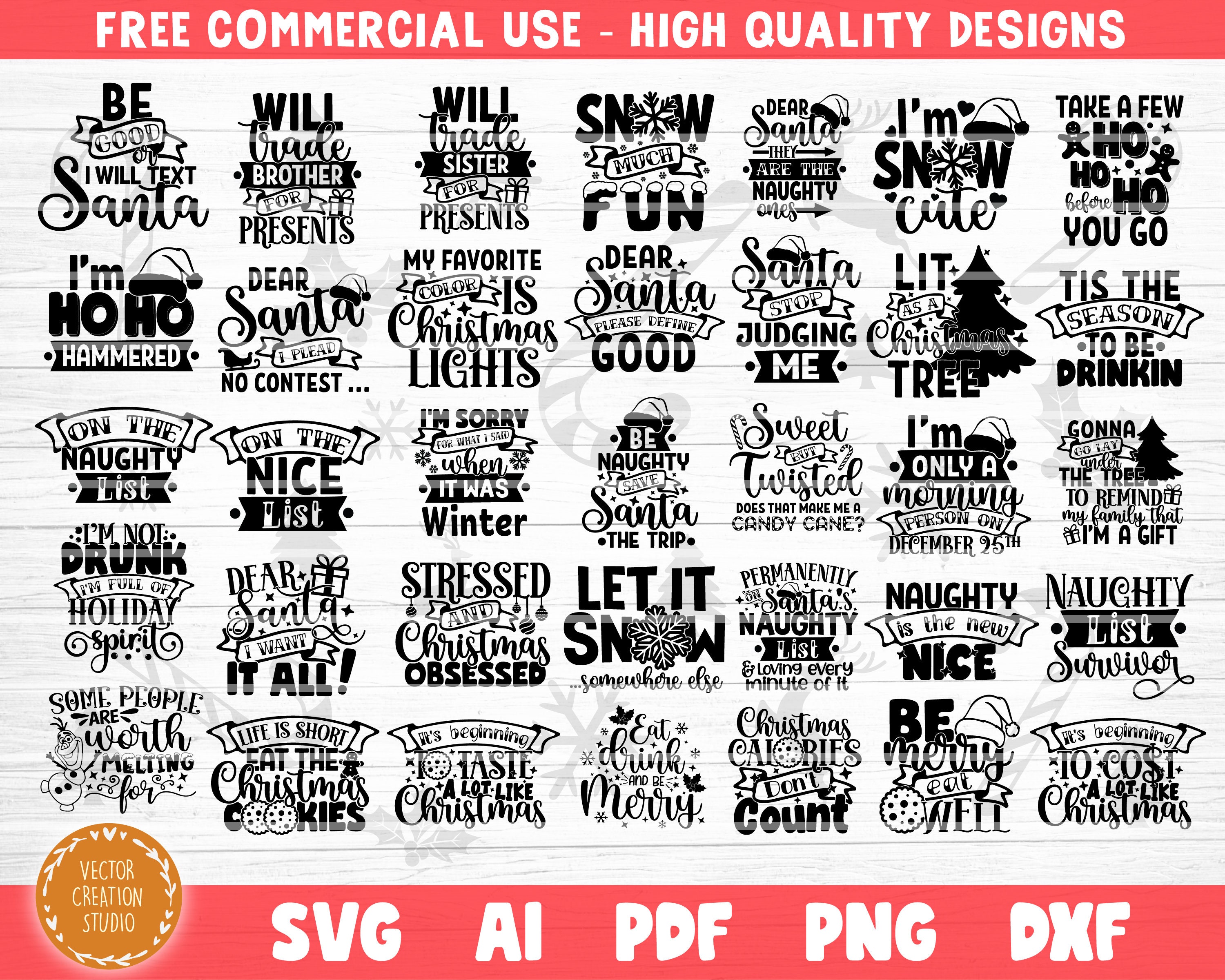 Funny Christmas SVG Bundle Cut Files Funny Holiday Bundle - Etsy