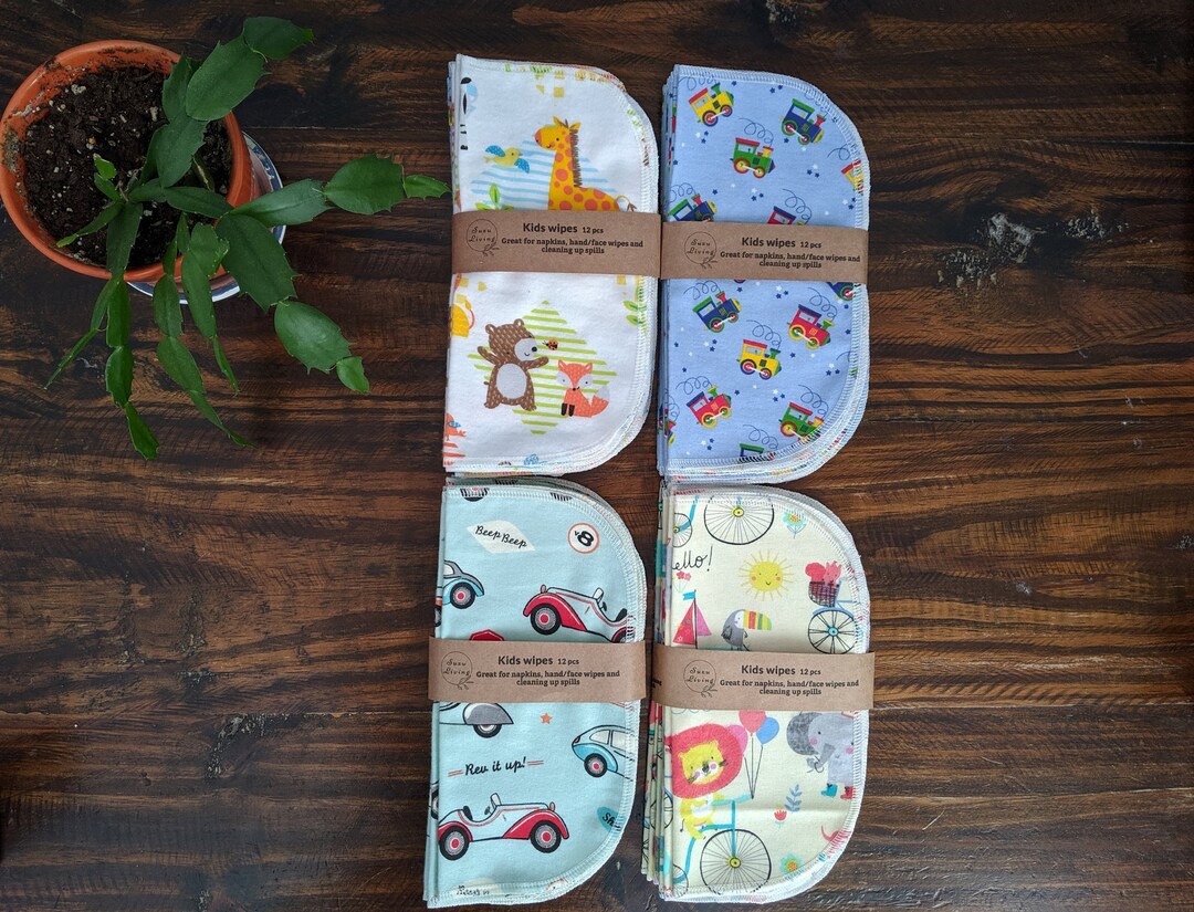 Reusable Napkin Set of 12 large 9.25 X 9.25 Size for Baby & Kids, Cloth ...