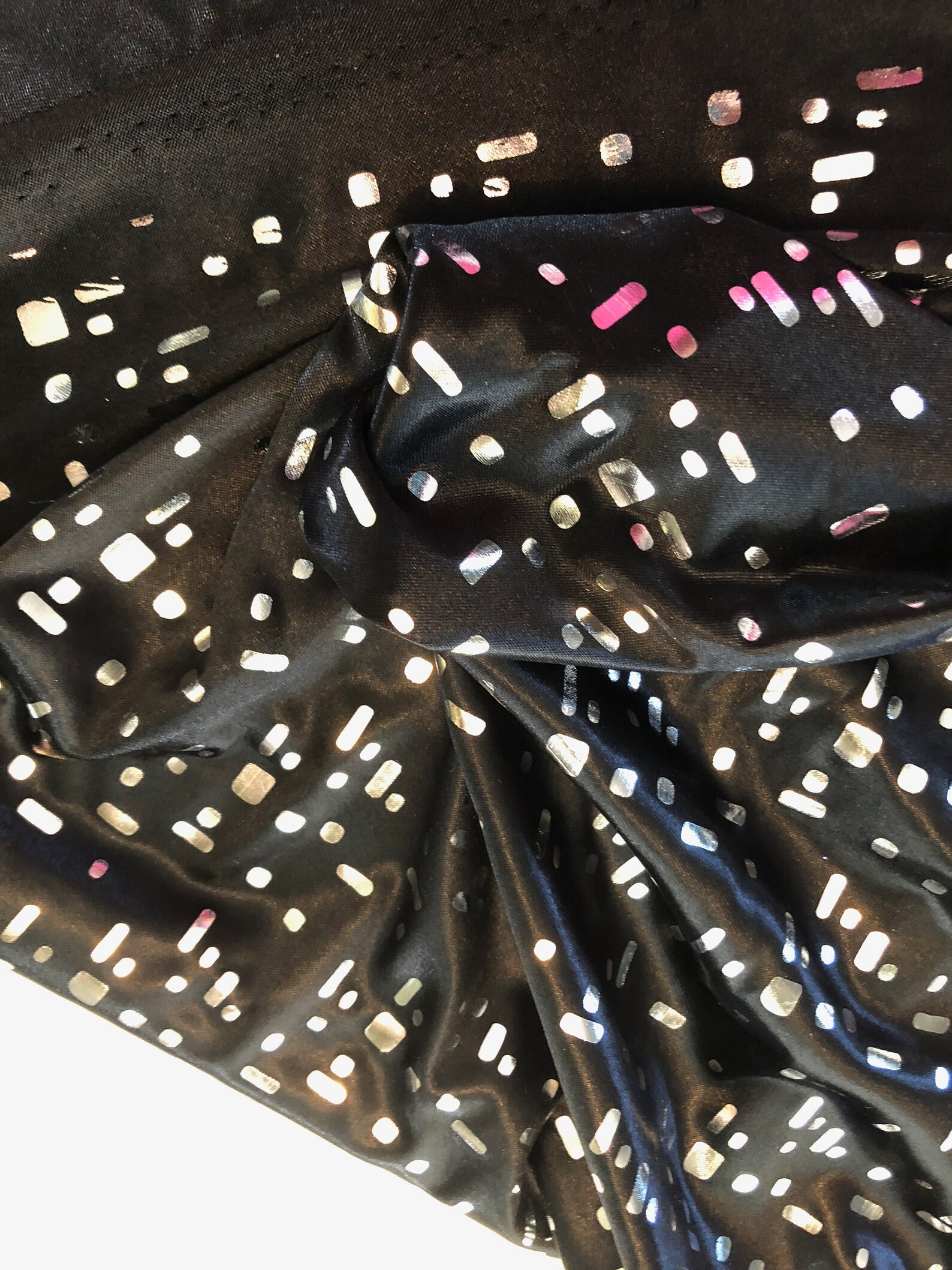 Satin Tricot Dance/swim/fashion Fabric Spotted With Chrome/silver, 2 ...