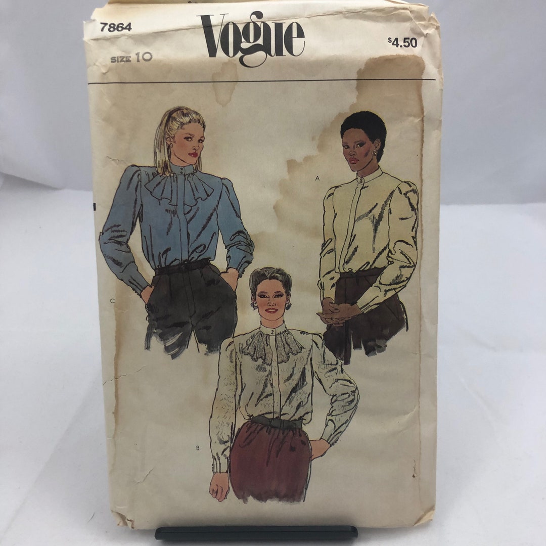 Vogue 7864 Vintage Sewing Pattern 70s/80s Long-sleeved Blouse With ...