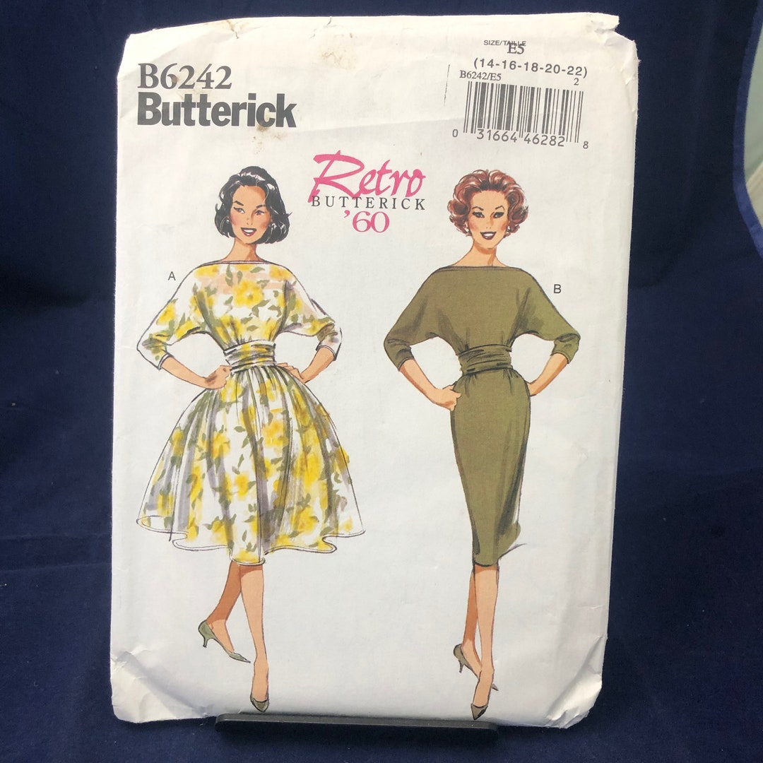 Retro Butterick '60 B6242 1960s Style Women's Dress Sewing Pattern ...