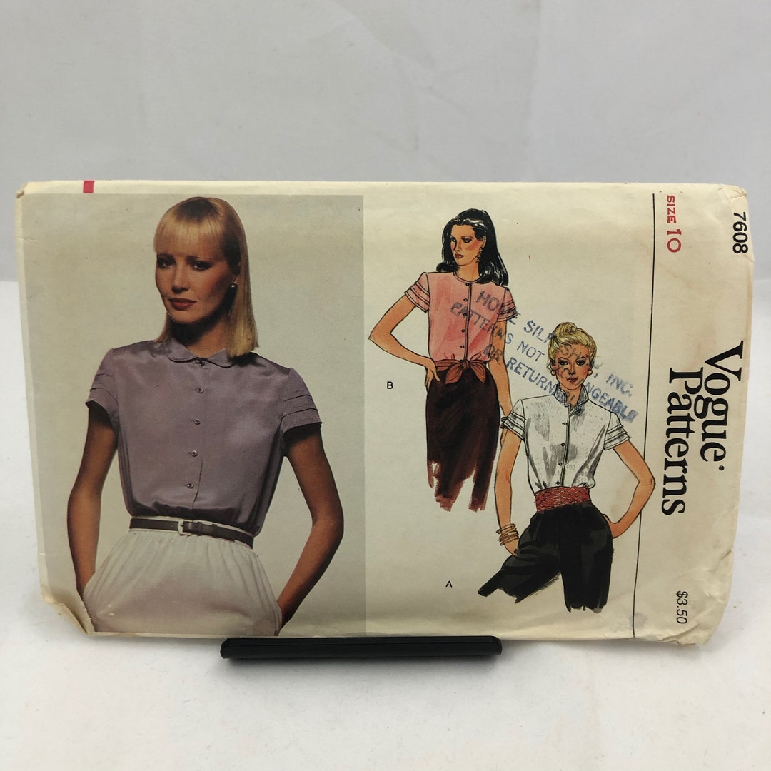 Vogue Vintage Sewing Pattern 7608 Loose-fitting Blouse With Tucked Cap ...