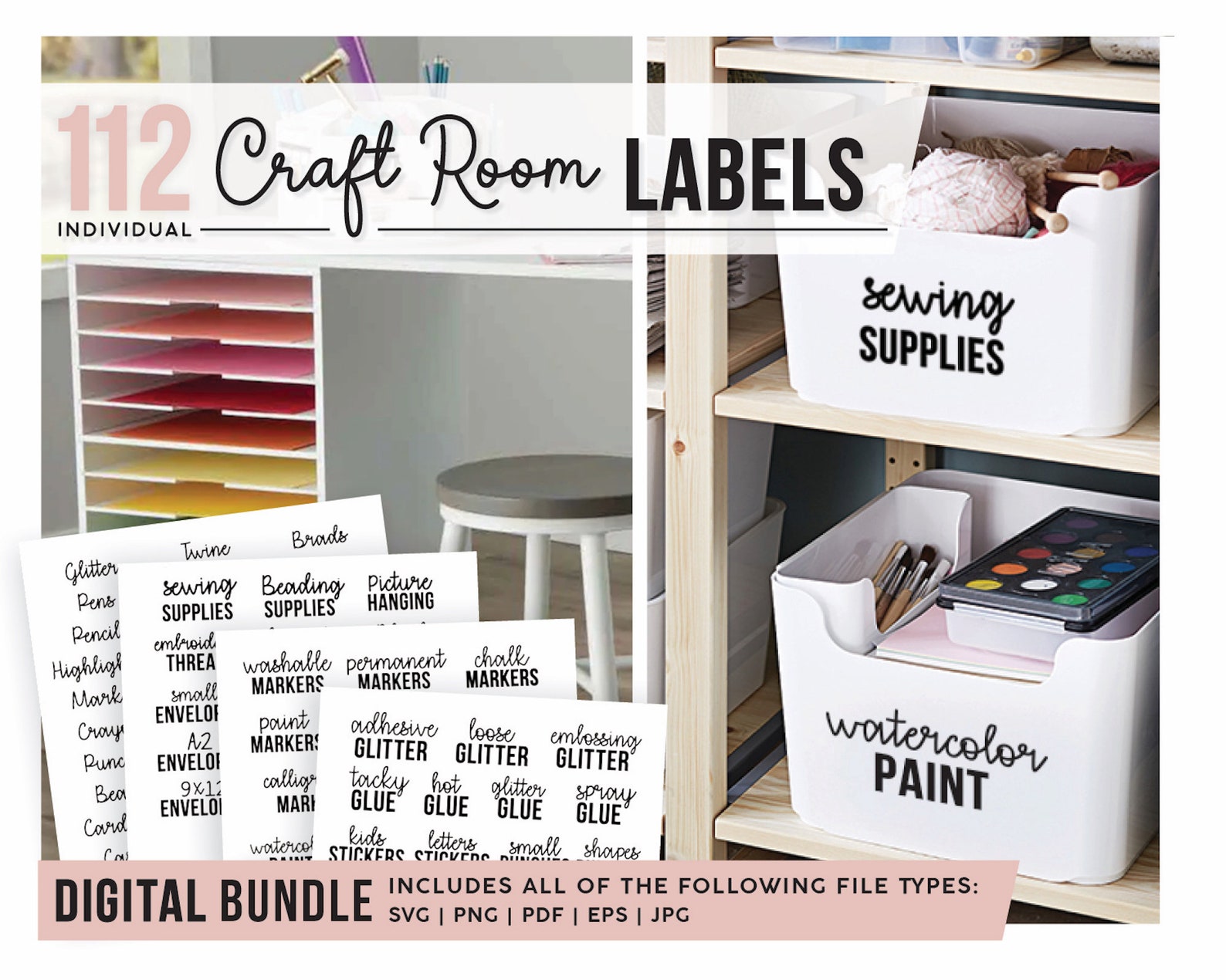 Craft Room Storage Labels SVG Craft Room Organization Art - Etsy