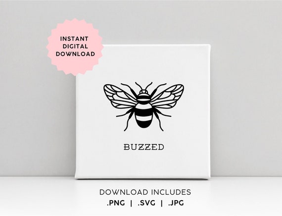 Buzzed Bee Graphic SVG PNG JPG Instant Digital Download - Etsy