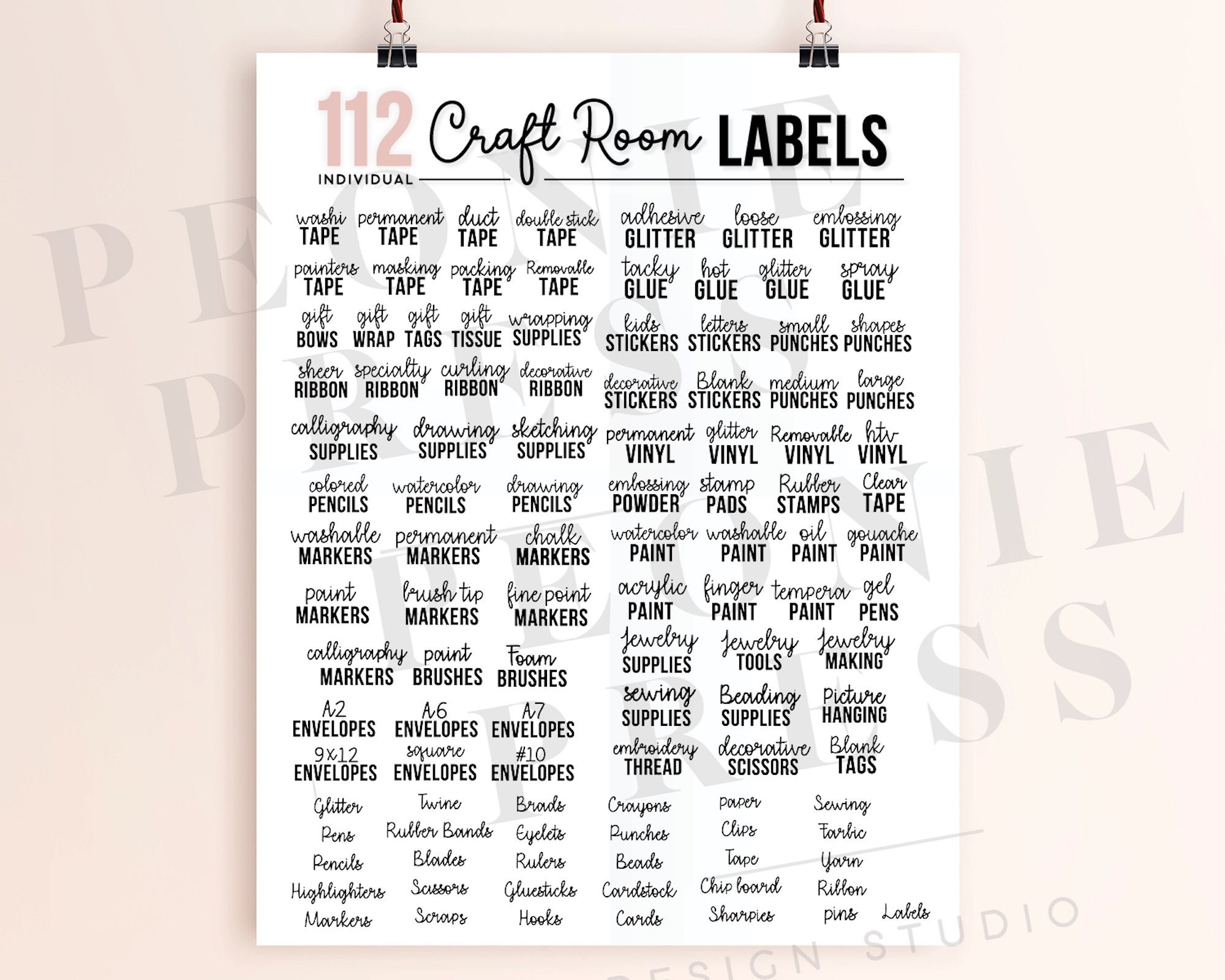 Craft Room Storage Labels SVG Craft Room Organization Art - Etsy