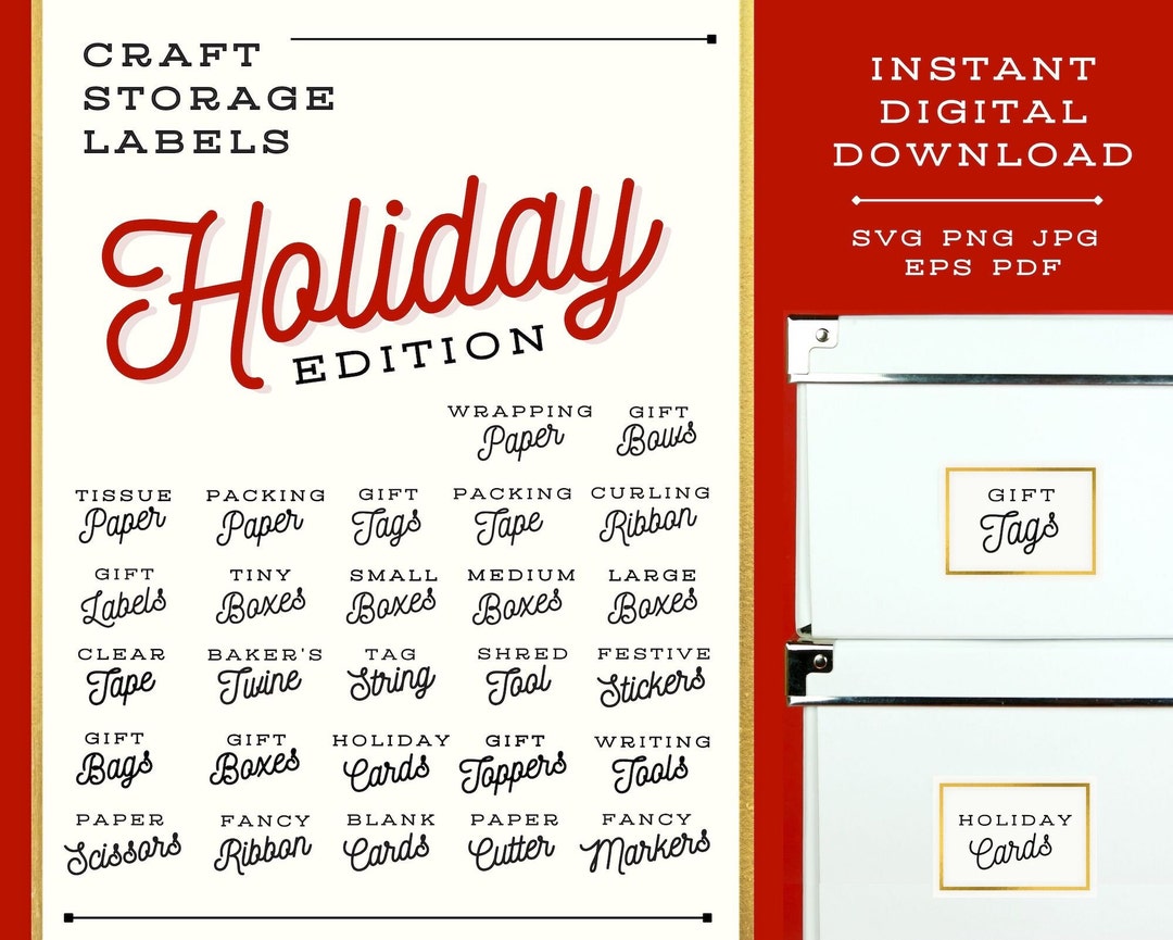 Holiday SVG Bundle Storage Labels | Gift Wrap Station Organization ...